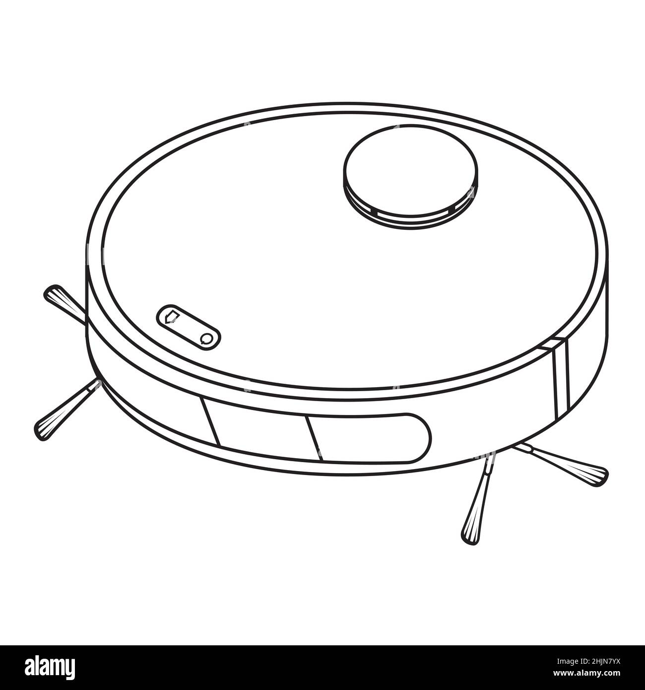 Robot vacuum cleaner for cleaning the room, black contour doodle ...