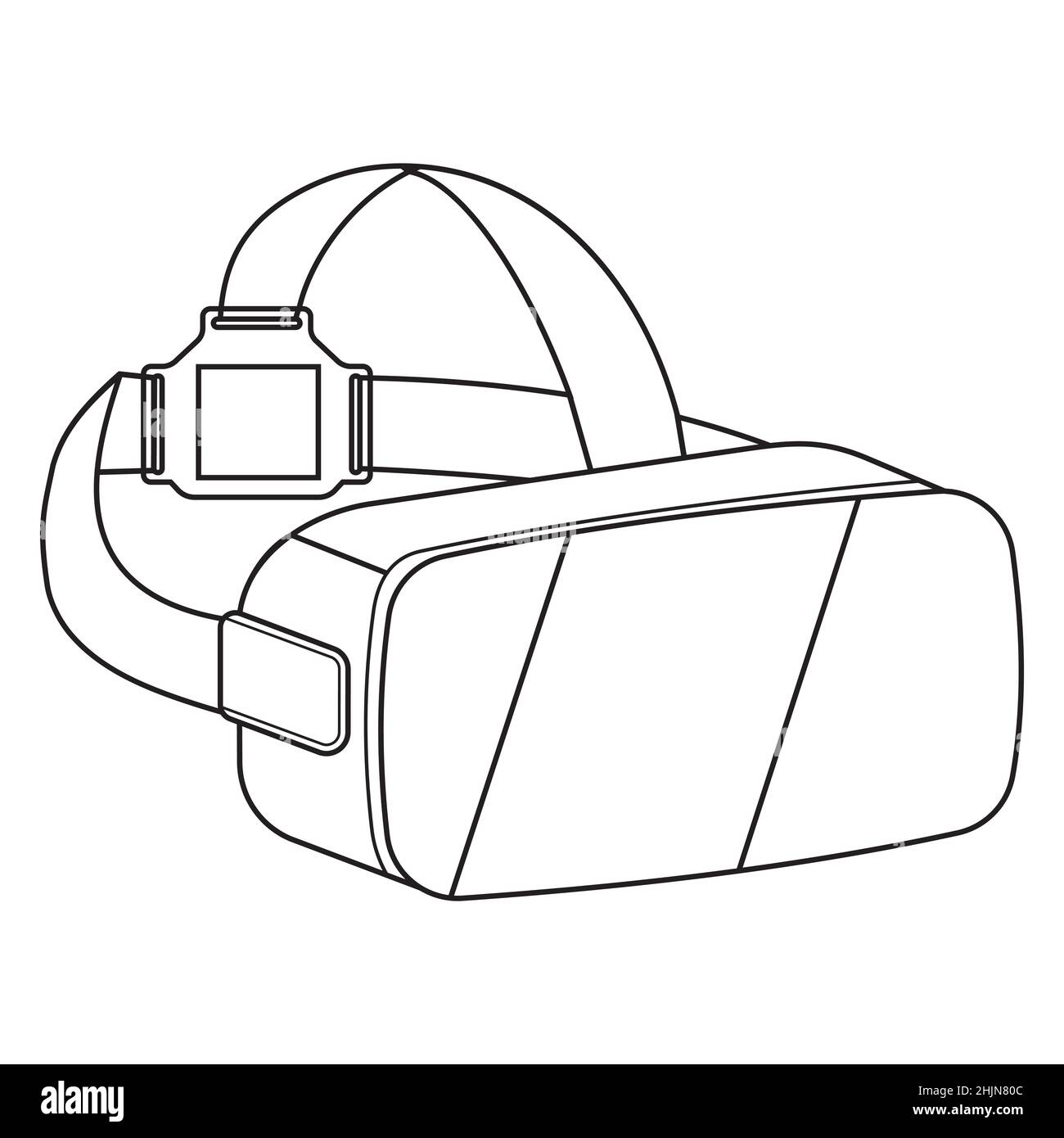 virtual reality glasses isolated on a white background, black outline ...