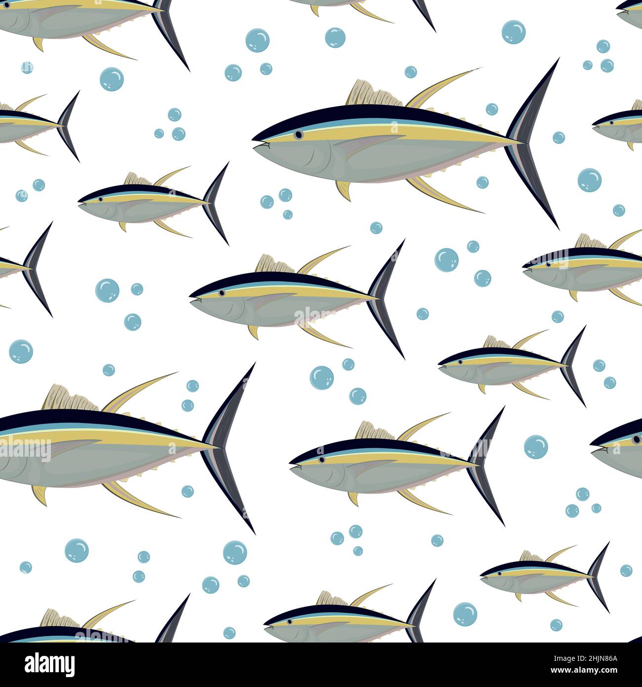 Pattern with tuna fish, color vector illustration Stock Vector Image ...