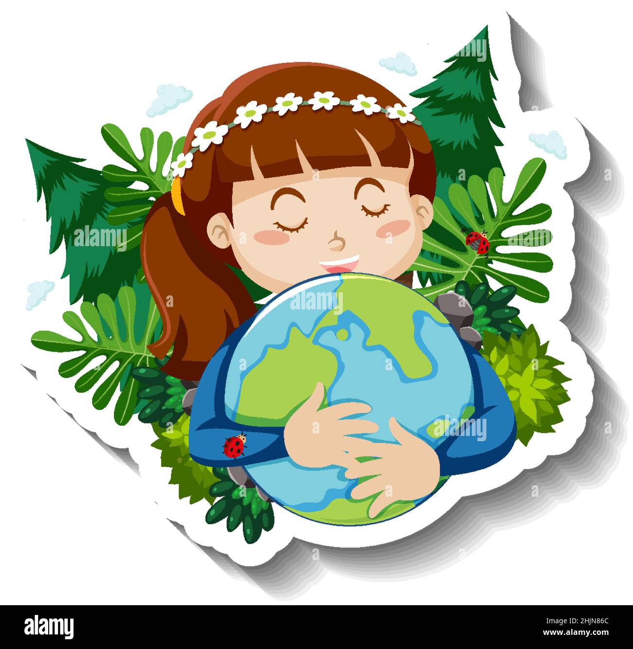 Mother nature hugging earth planet illustration Stock Vector Image ...