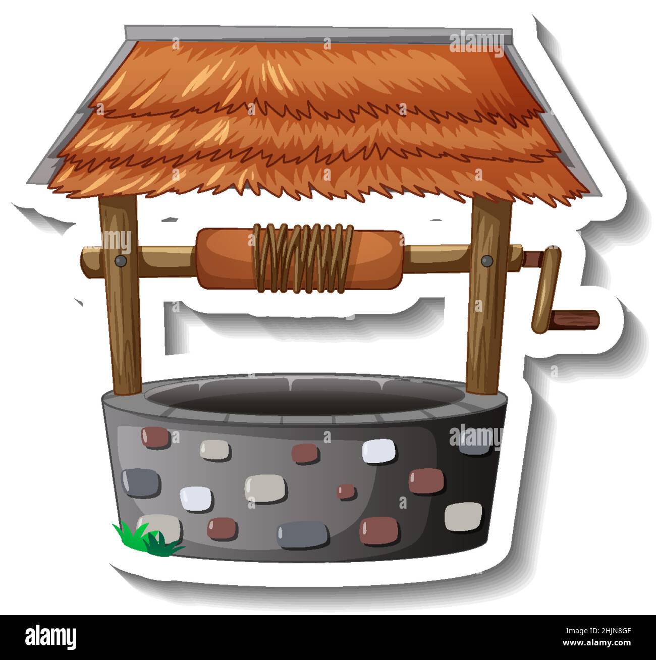 Isolated stone well in cartoon style illustration Stock Vector Image ...