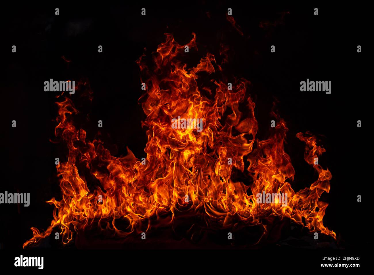 Fire blaze flames on black background. Fire burn flame isolated ...