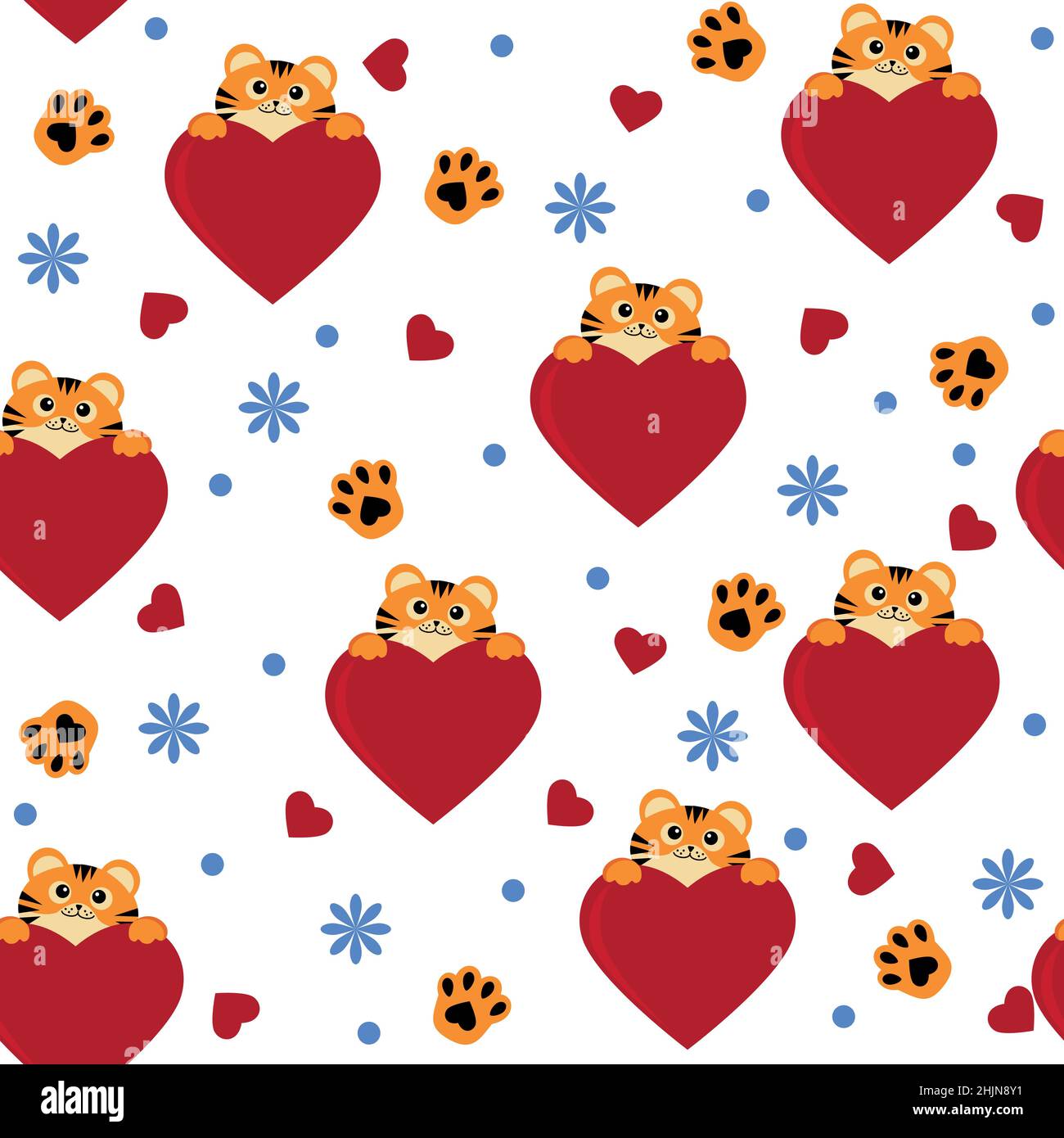 little tigers pattern, color vector isolated cartoon-style illustration ...