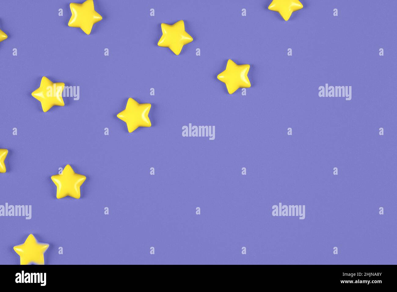 yellow decorative stars sparse on light purple background Stock Photo ...