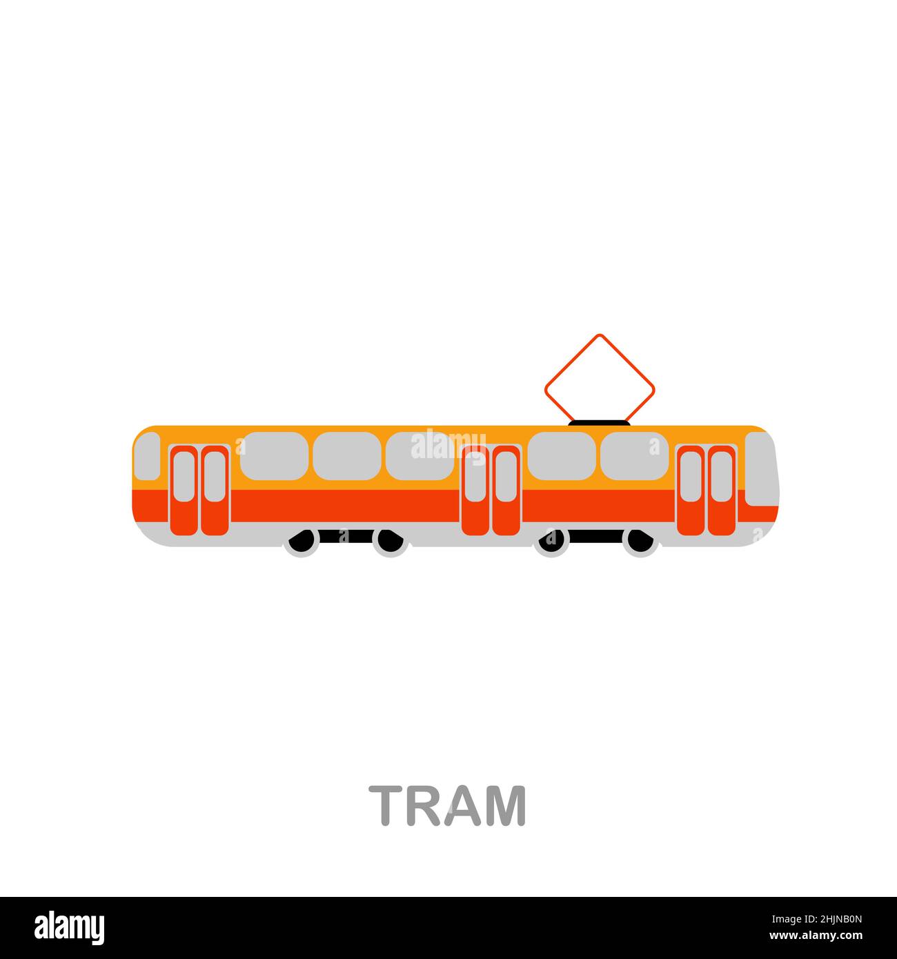 Tram flat icon. Colored element sign from transport collection. Flat ...