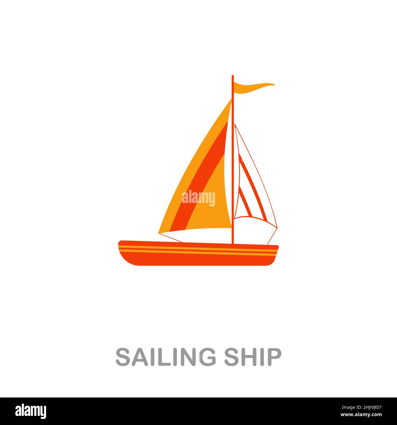 Sailing Ship flat icon. Colored element sign from transport collection ...
