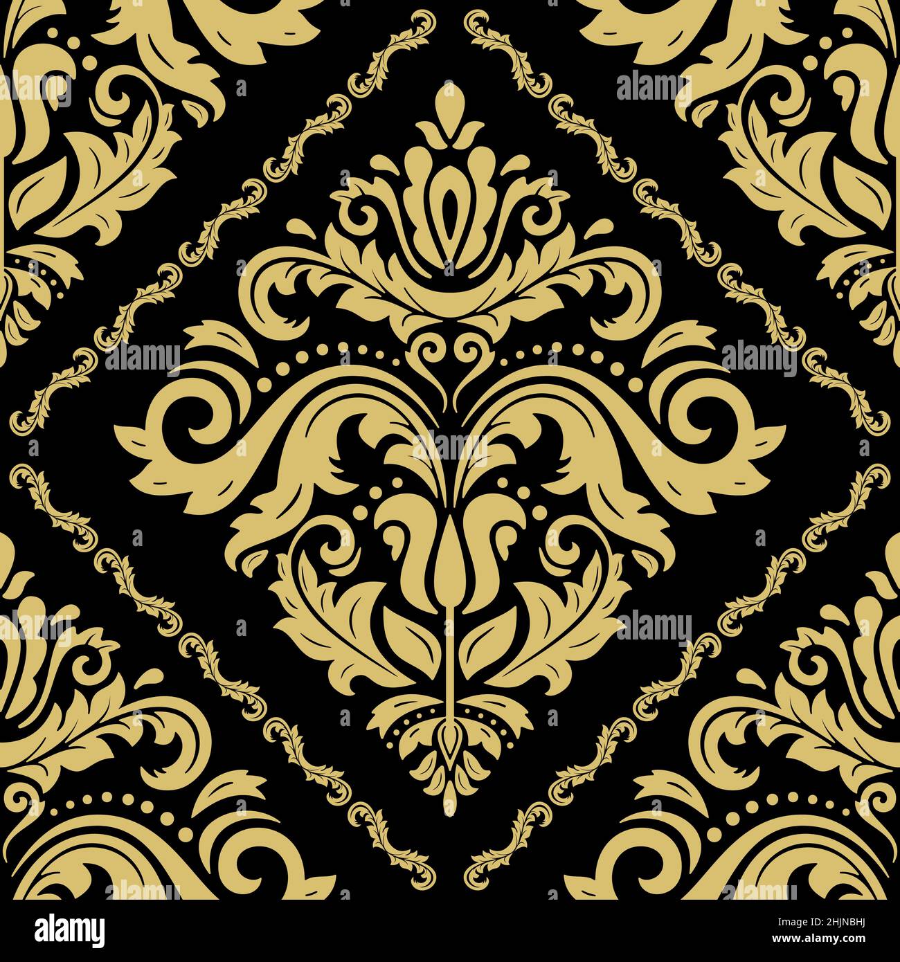 Orient vector classic pattern. Seamless black and golden background ...