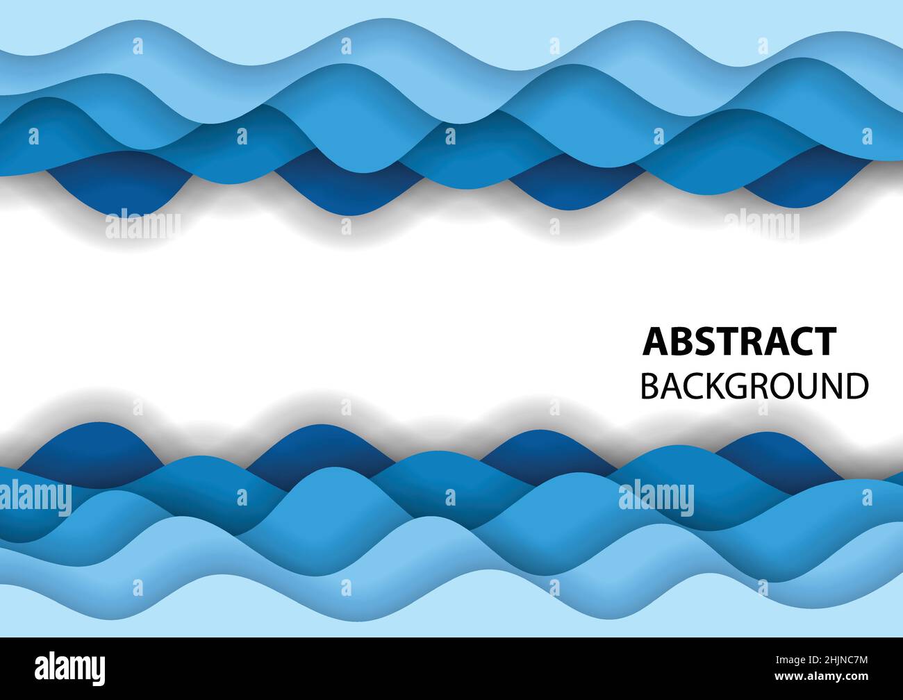 Paper art abstract blue water waves. Origami design template. Vector ...