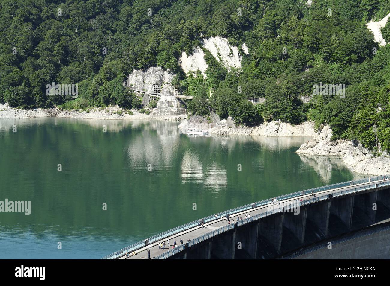 Nagano, Japan, 2021-23-07 , Panoramic view of the Kurobe dam in Nagano ...