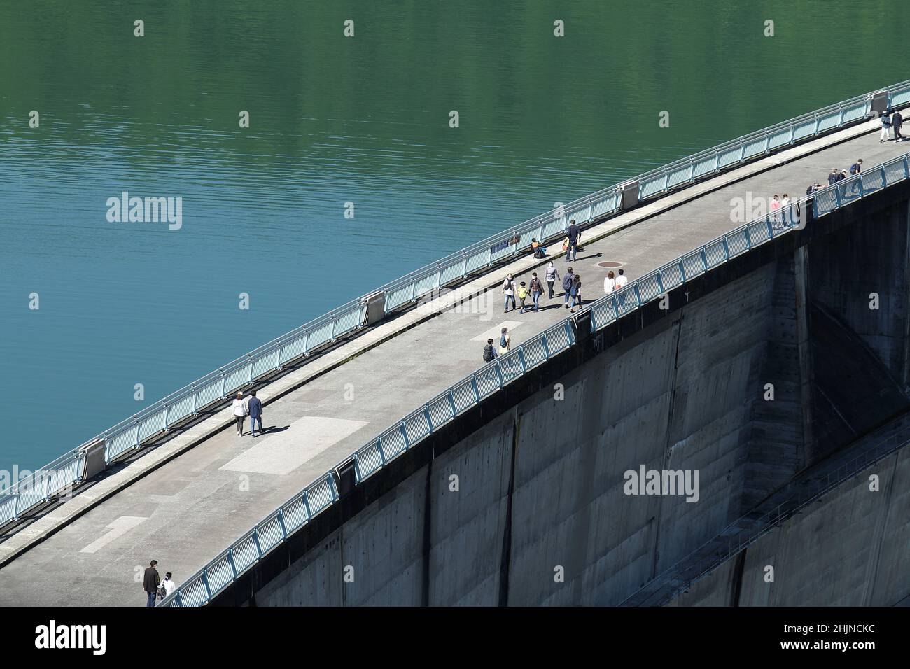 Nagano, Japan, 2021-23-07 , Panoramic view of the Kurobe dam in Nagano ...