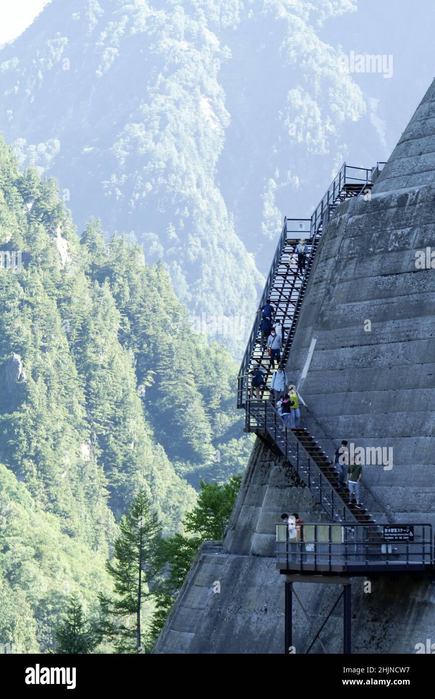 Nagano, Japan, 2021-23-07 , stairs traveled by tourists to go up the ...