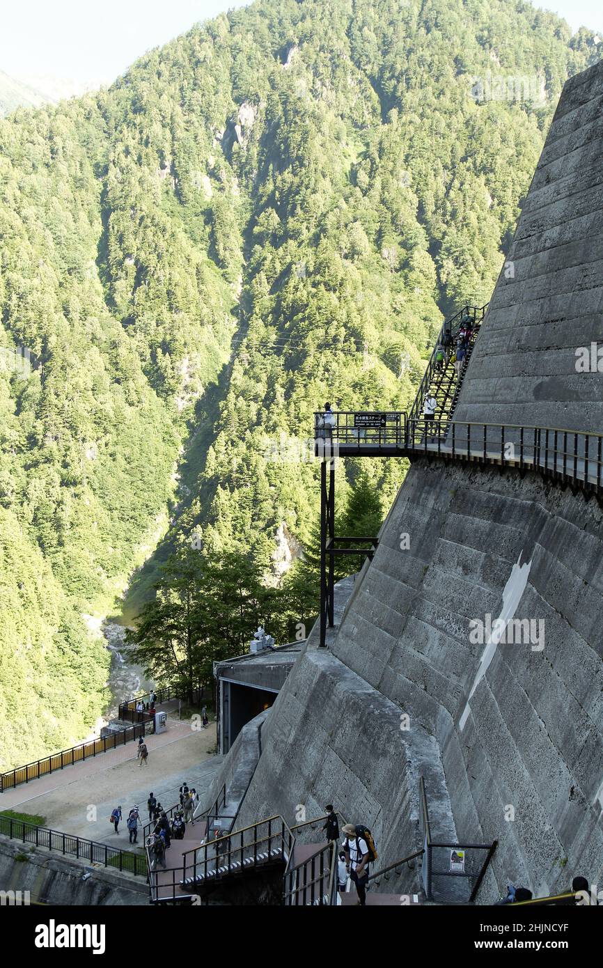 Nagano, Japan, 2021-23-07 , stairs traveled by tourists to go up the ...