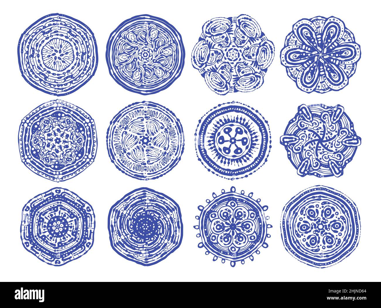 Set of abstract hand-drawn mandalas in boho style. vector illustration ...