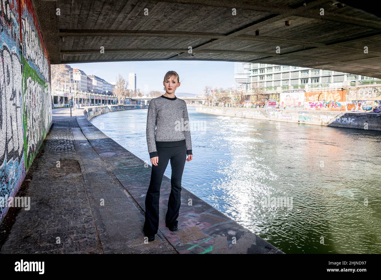 Wien, Austria. 27th Jan, 2022. Actress Theresa Riess stands under a ...