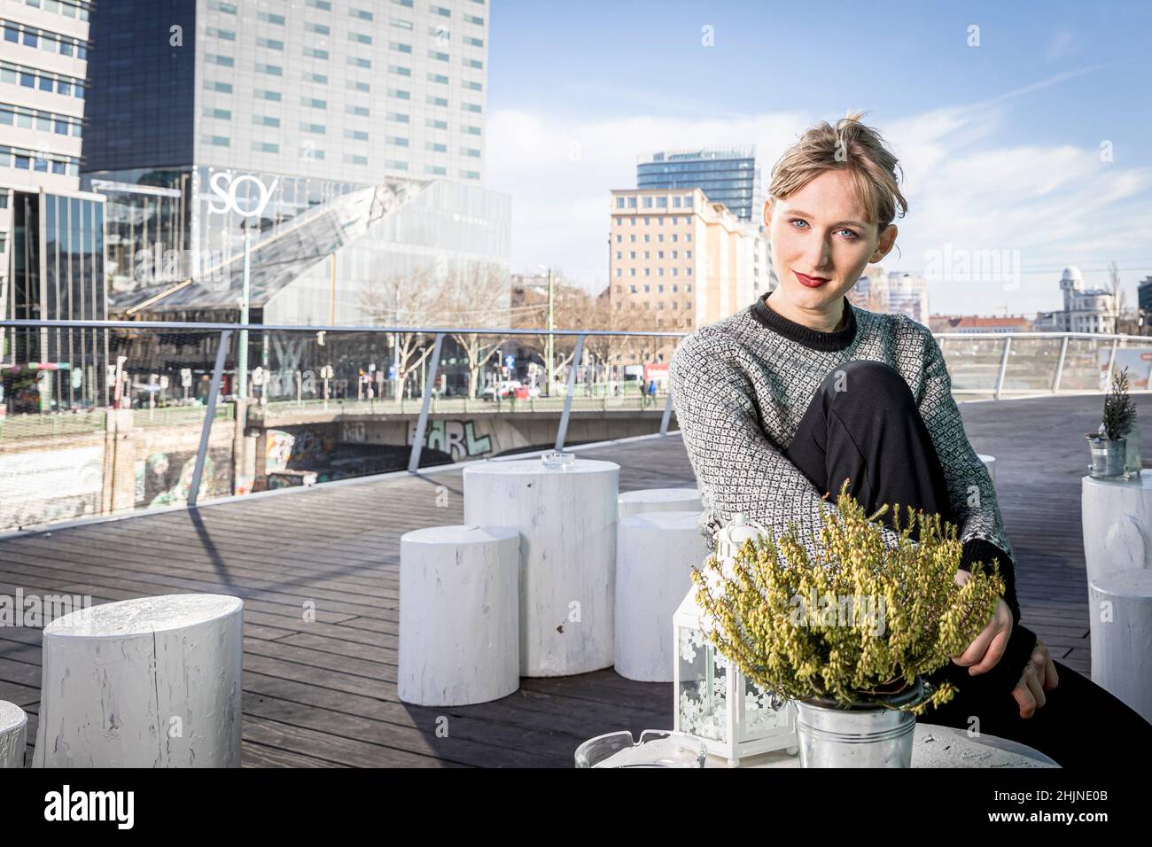 Wien, Austria. 27th Jan, 2022. Actress Theresa Riess sits on ...