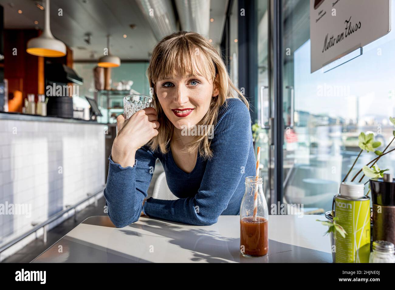 Wien, Austria. 27th Jan, 2022. Actress Theresa Riess is sitting in a ...