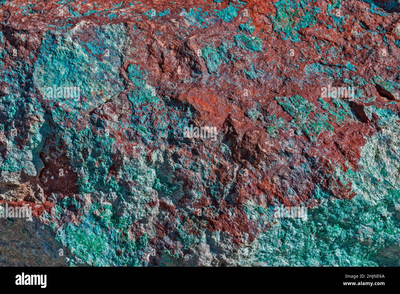 Rock sample containing malachite, copper mineral, at viewpoint near ...