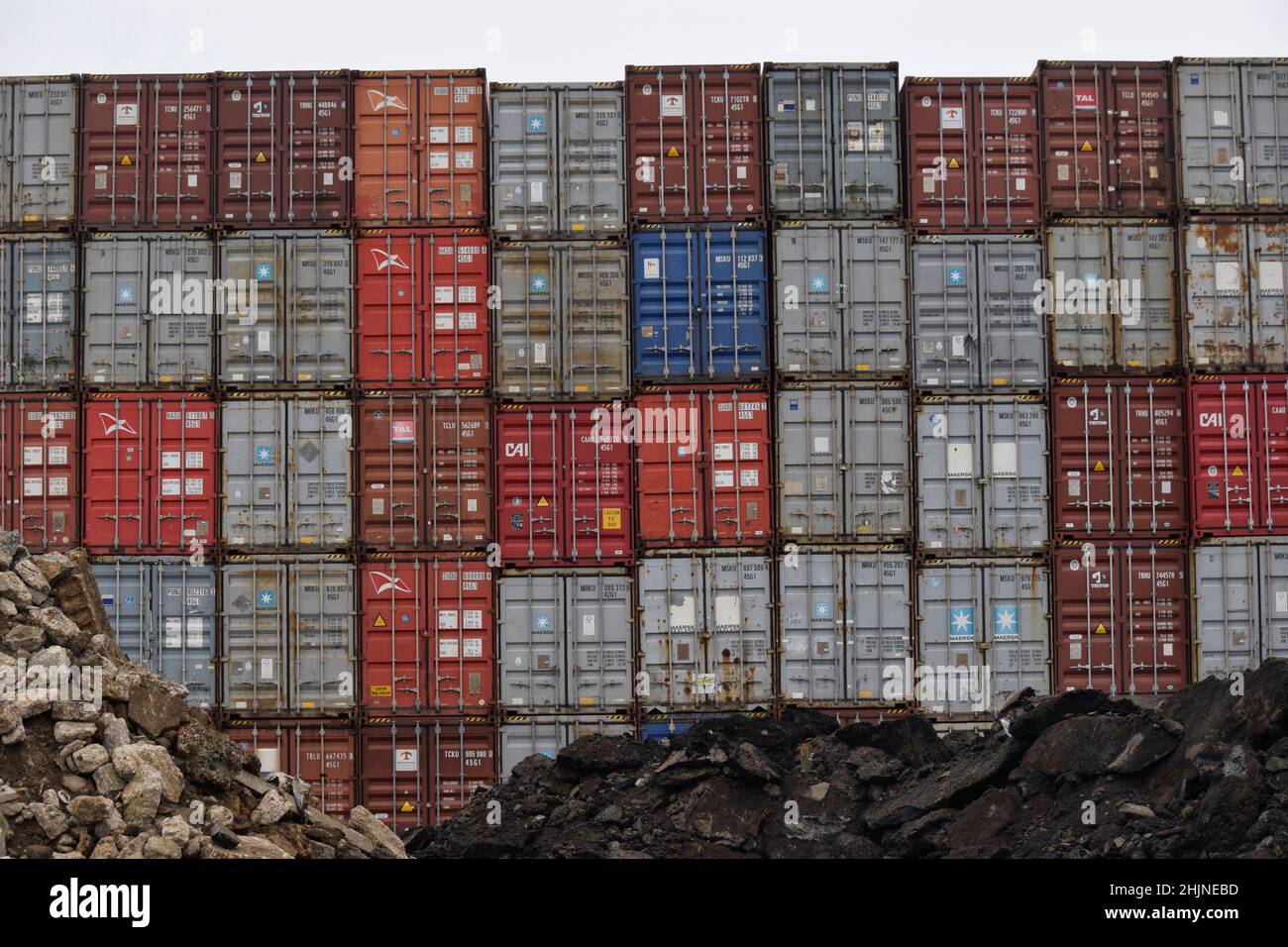 1000 empty shipping containers stacked at eye airfield trading estate ...