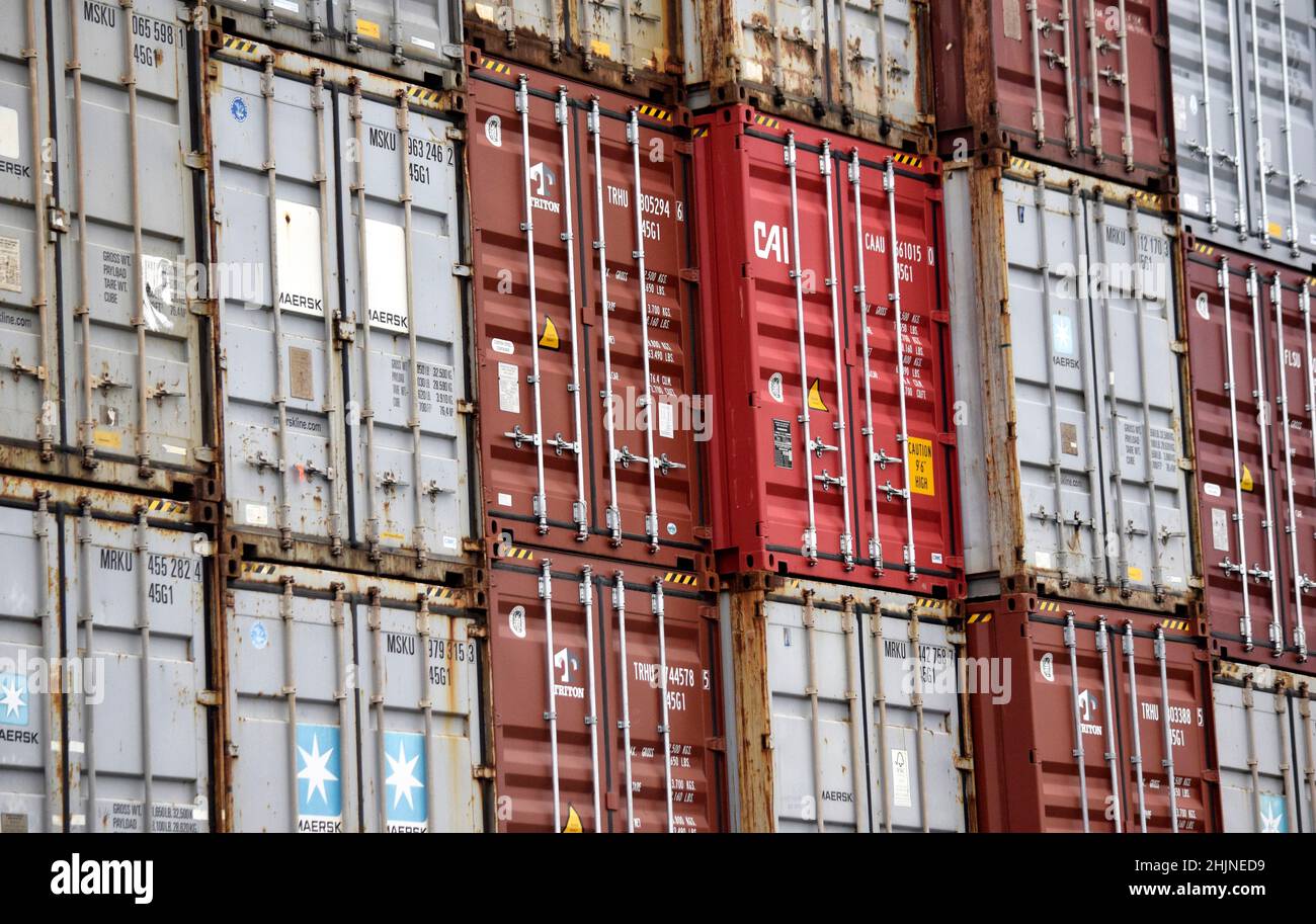1000 empty shipping containers stacked at eye airfield trading estate ...
