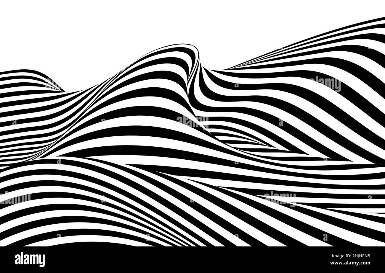 Abstract black and white stripe lines wavy design artwork decorative ...