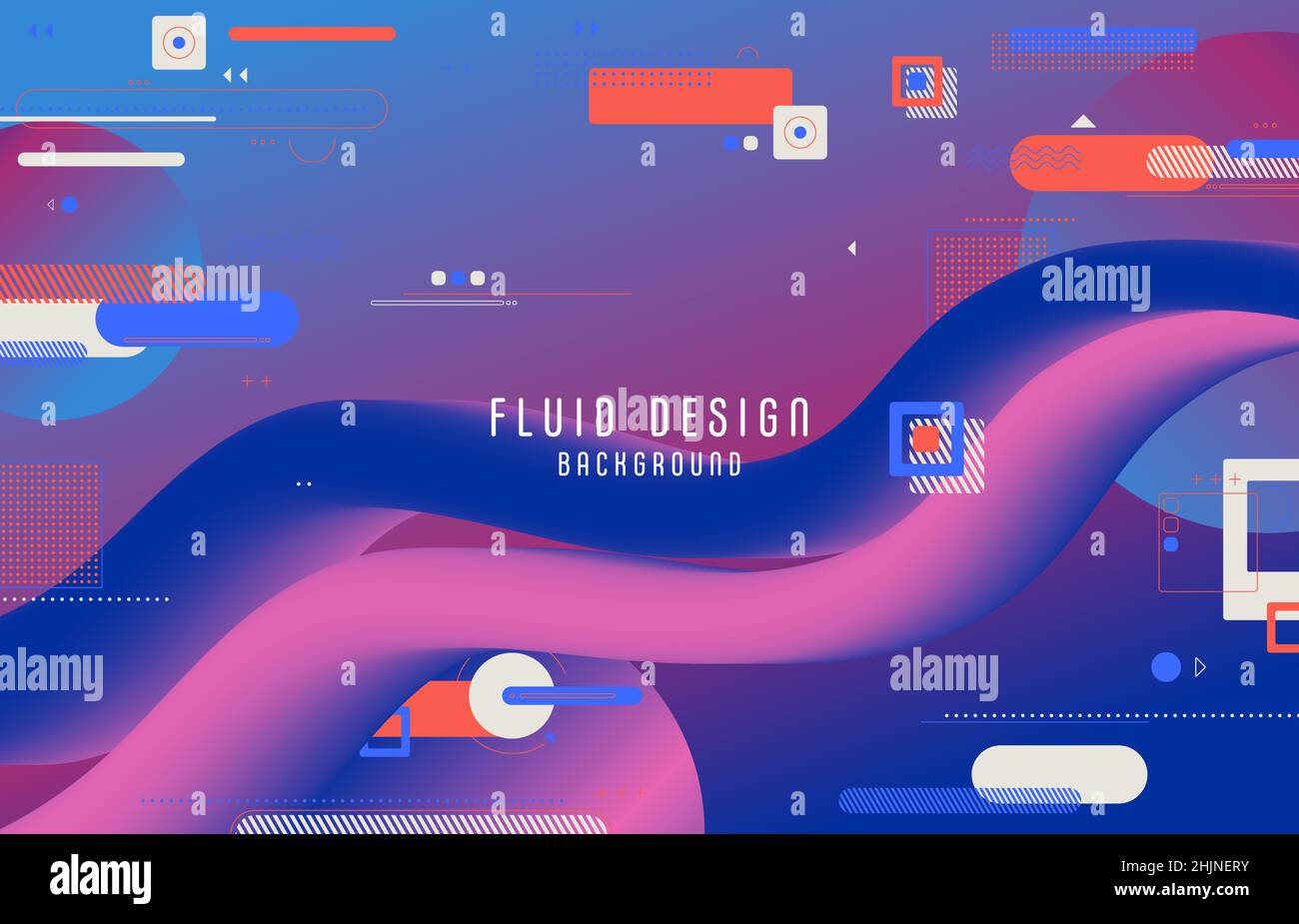 Abstract fluid design of colorful geometric with fluid shape pattern ...