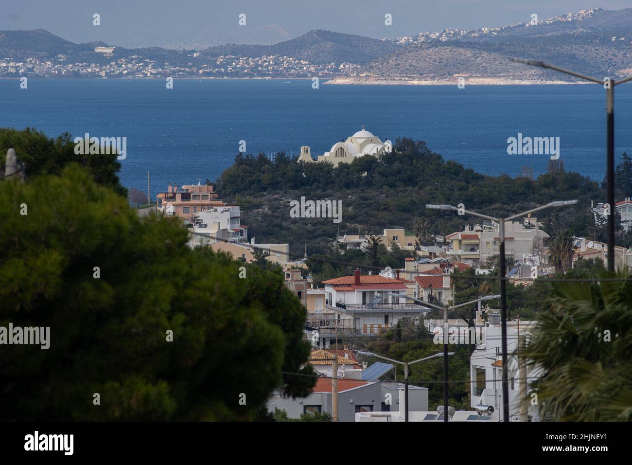 The church of Kimisi Theotokou at Saronida,south attica,Greece Stock ...