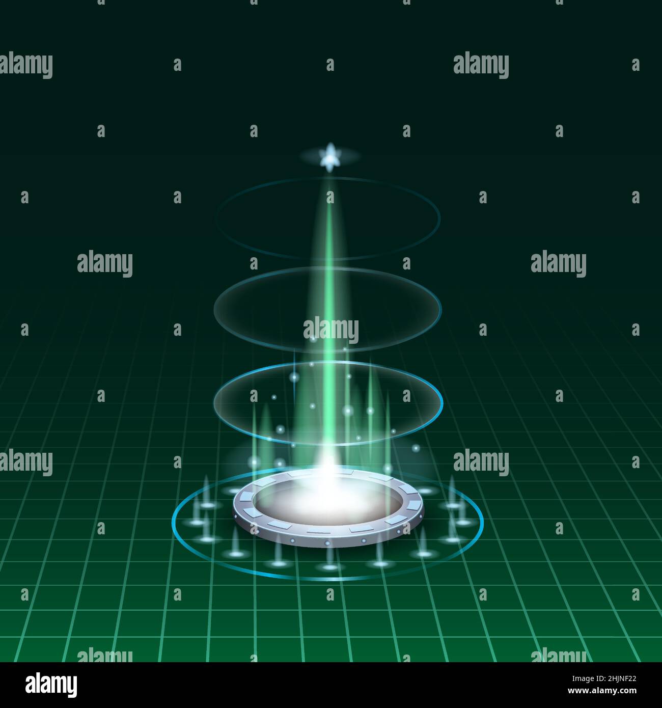 Futuristic portal sky-fi digital, circle science teleport tunnel with ...