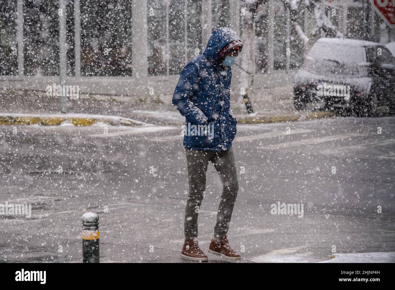 Heavy snowfall at Elliniko,Athens,Greece Stock Photo - Alamy