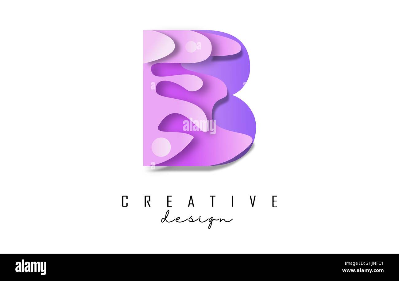 Letter B Logo with pop art and paper cut effect. Geometric vector ...