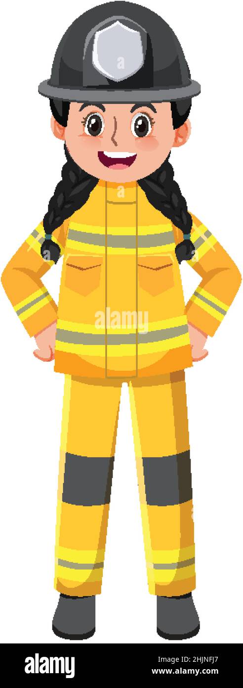 A firefighter cartoon character on white background illustration Stock ...