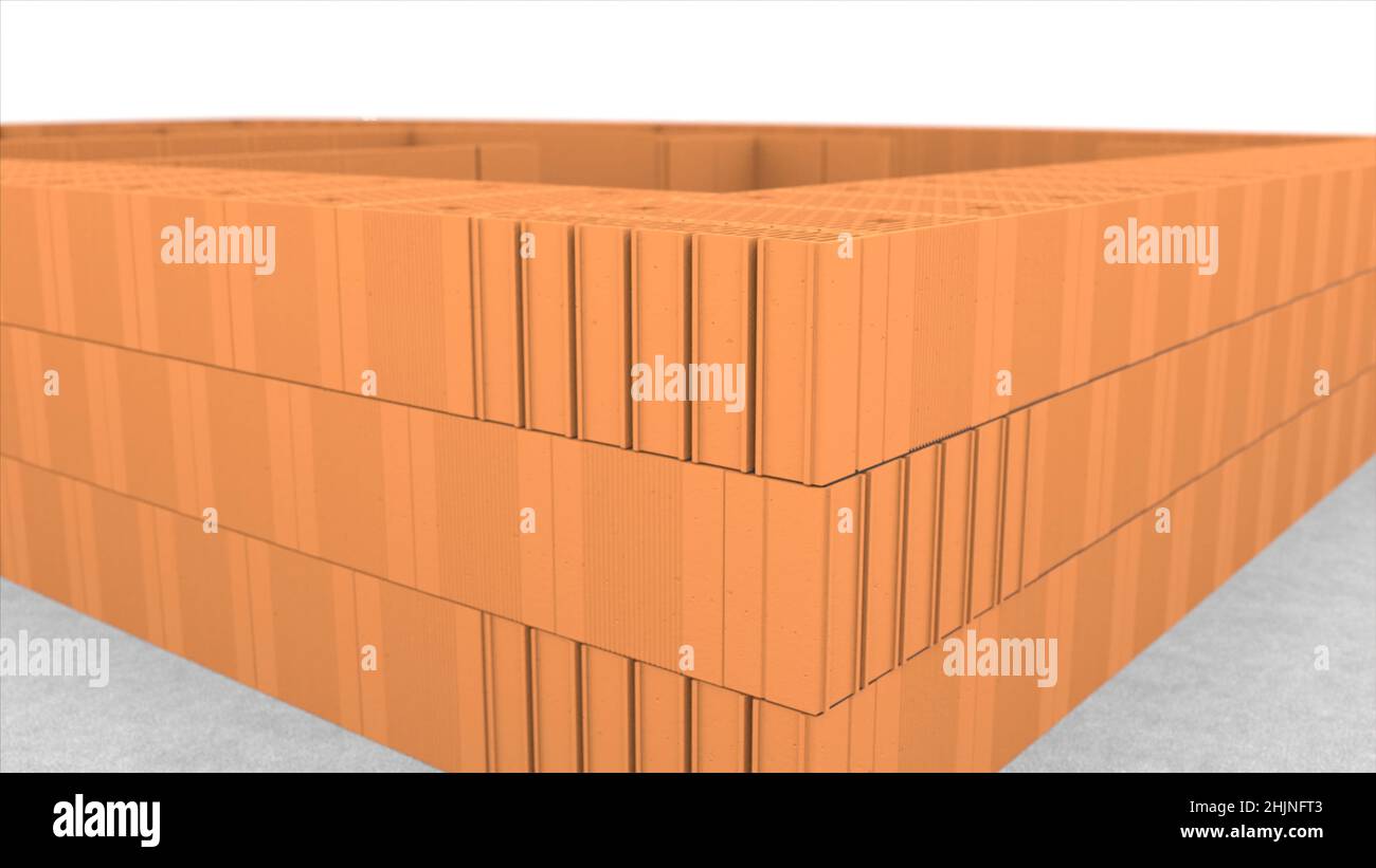 3D abstract animation of the house construction process from the ...