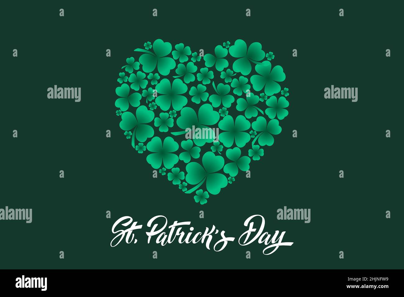 Happy St. Patricks Day heart shaped clover leaves. Logos and emblems ...
