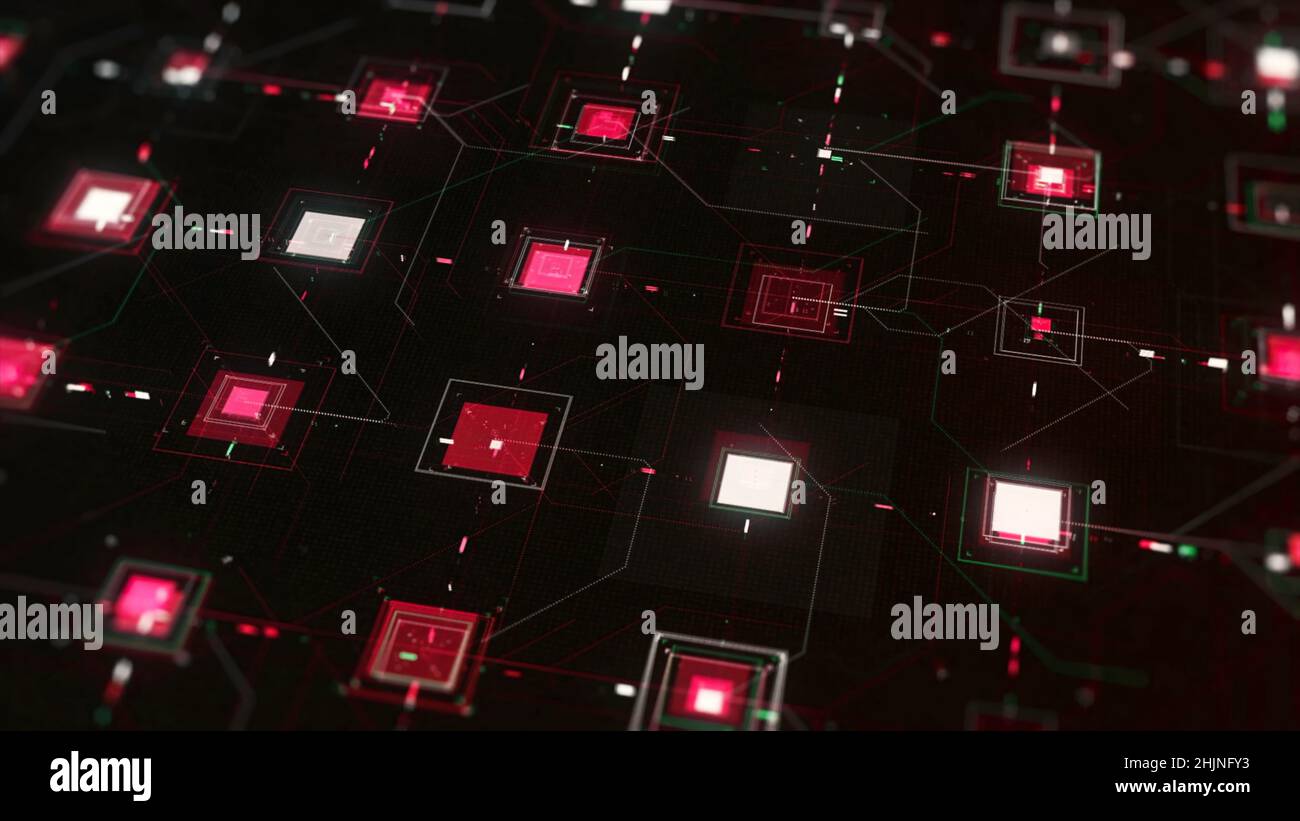 Abstract process of digital data transmission. Futuristic circuit board ...
