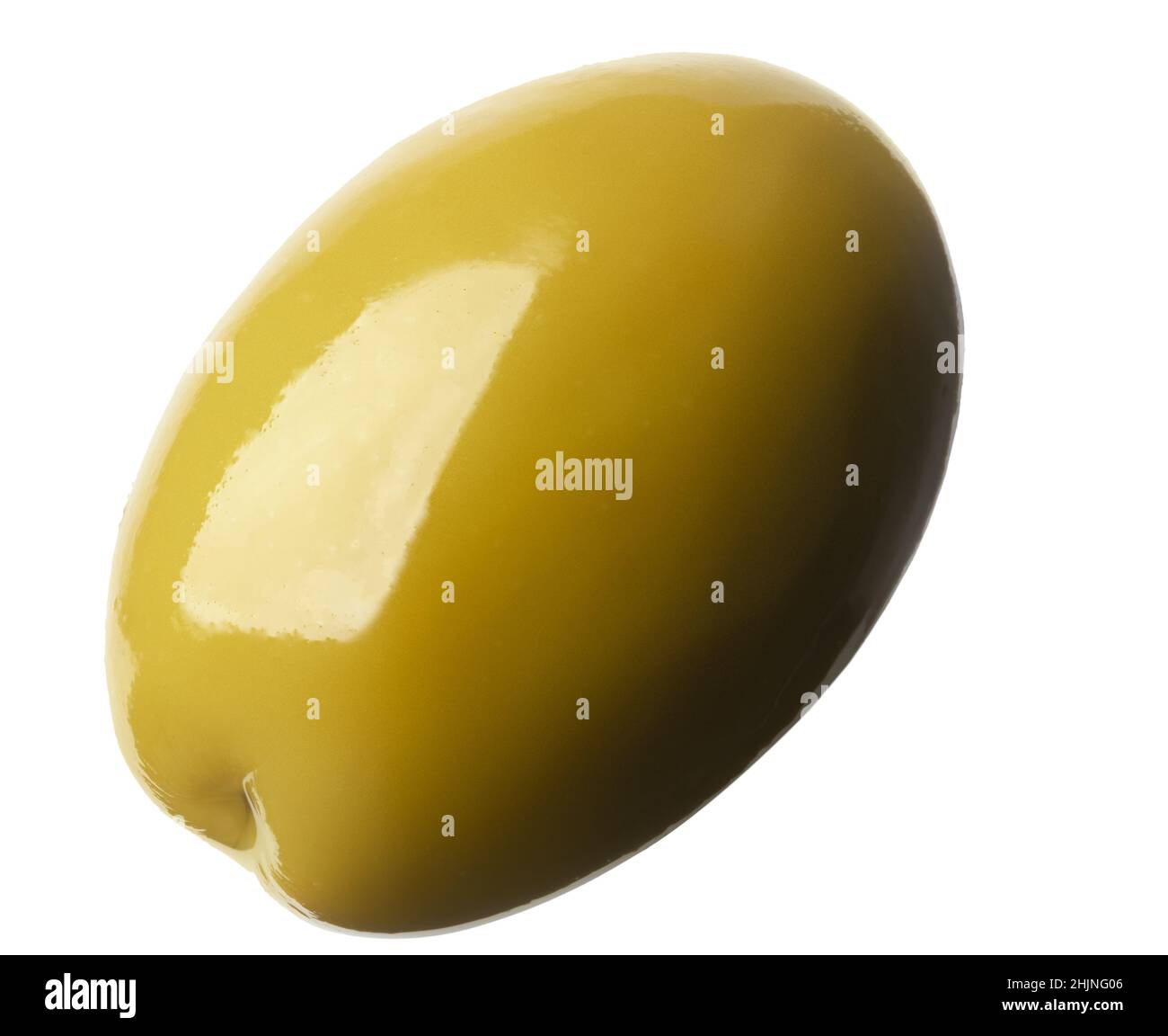 Single green olive isolated on white background Stock Photo - Alamy