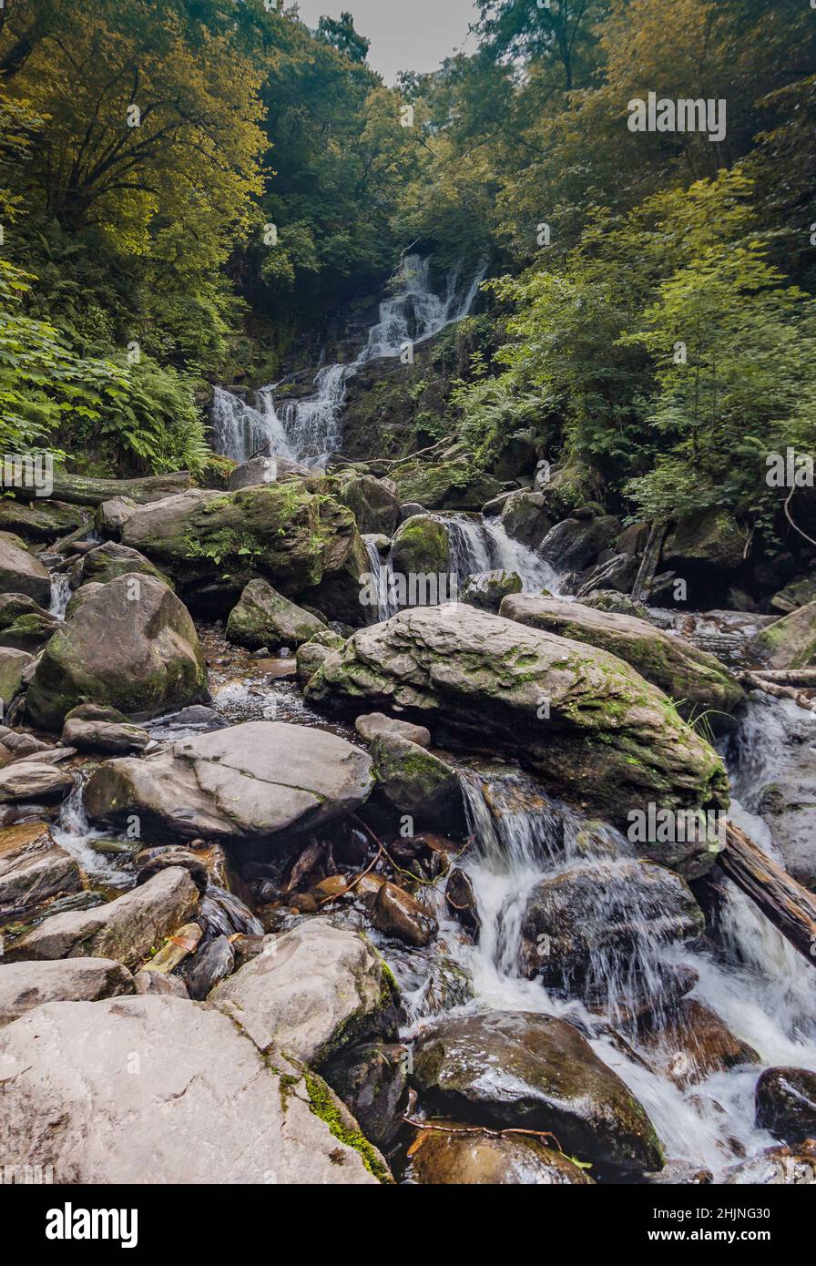 Torc waterfall, Mangerton Mountains, cascade of the wild boar, long ...