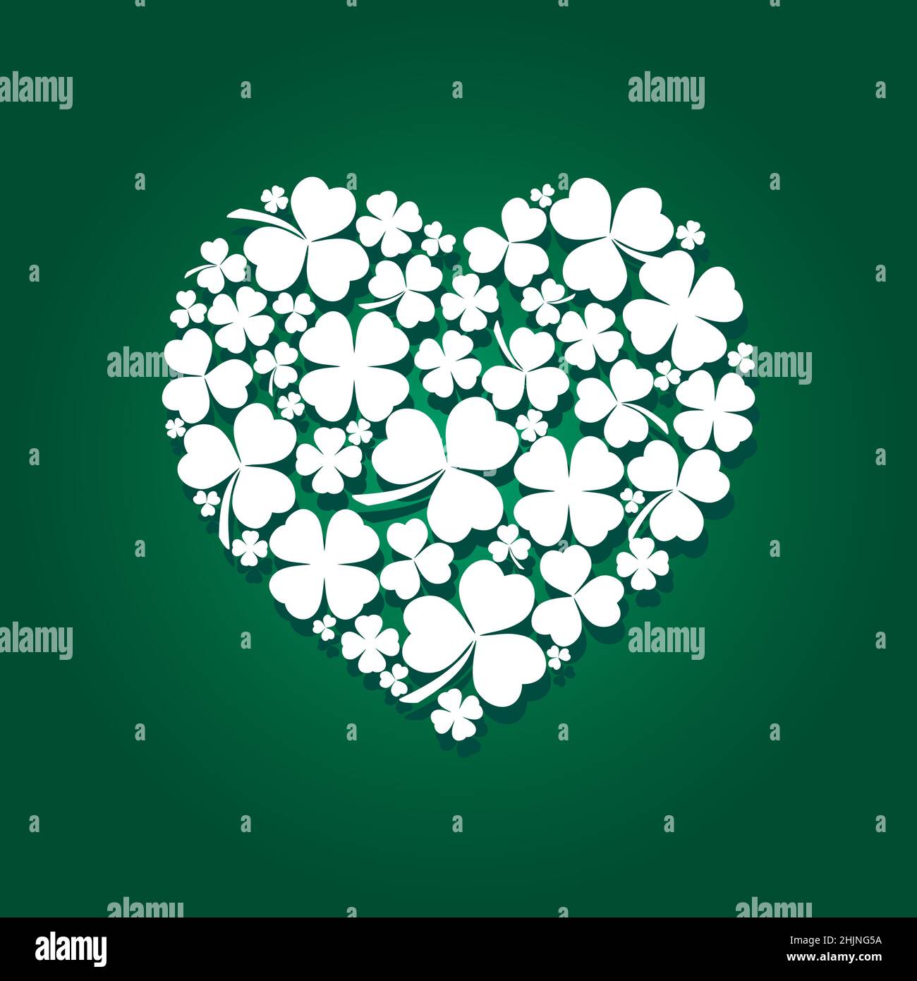 Happy St. Patricks Day heart shaped clover leaves. Logos and emblems ...