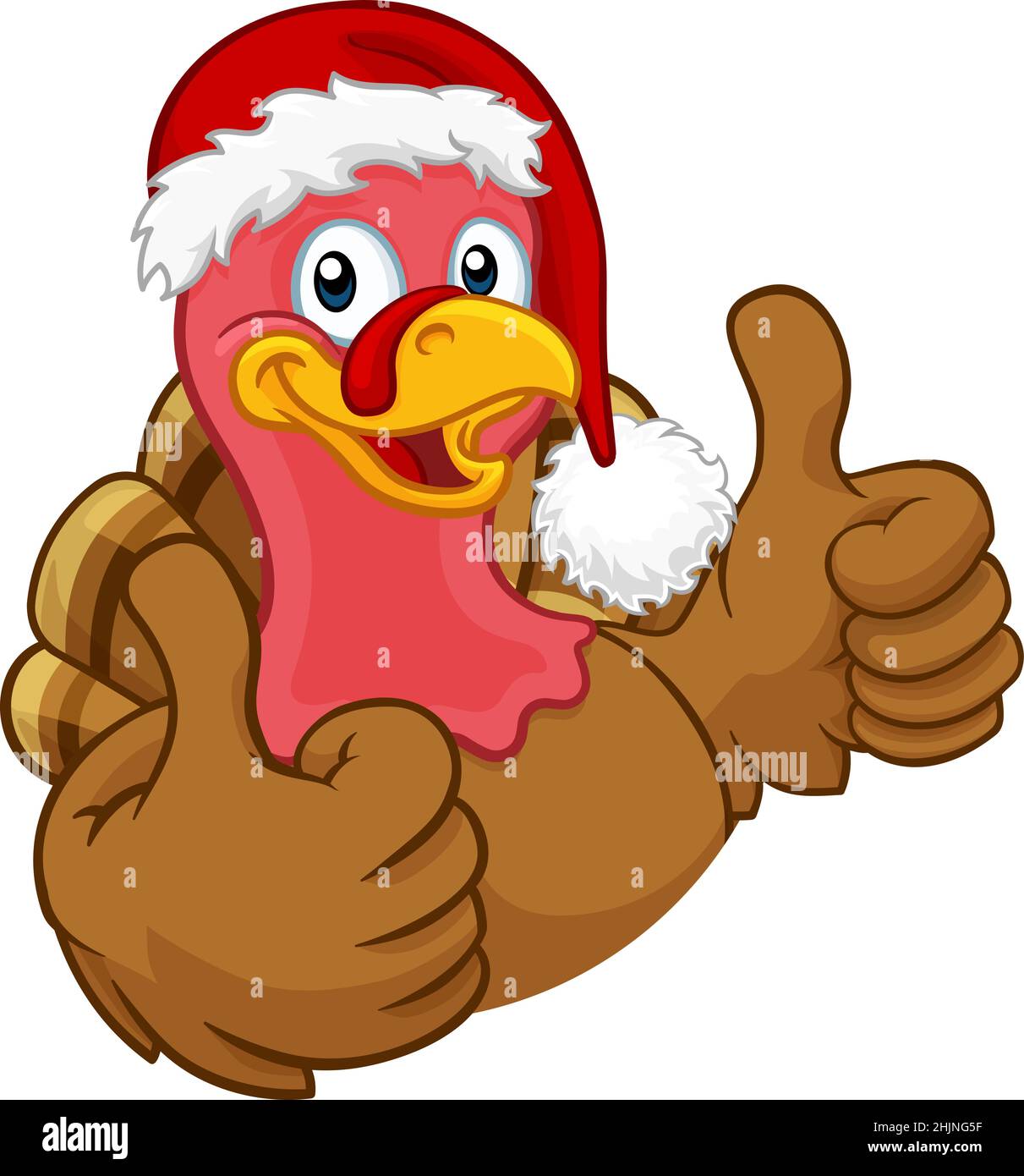 Turkey In Santa Hat Christmas Thanksgiving Cartoon Stock Vector Image ...