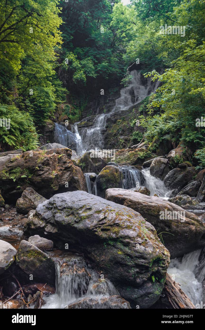 Torc waterfall, Mangerton Mountains, cascade of the wild boar, long ...