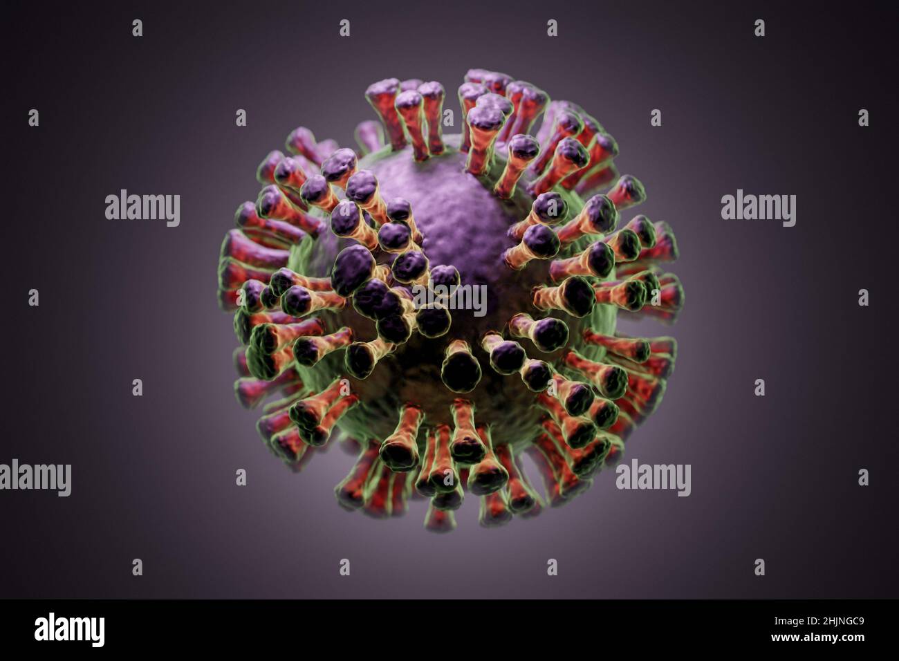 Illustration of a single virus cell, visualization of an infection ...