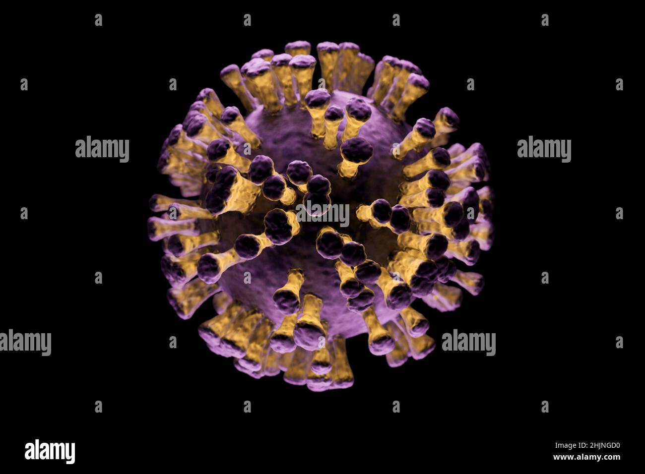 Illustration of a single virus cell against dark background ...