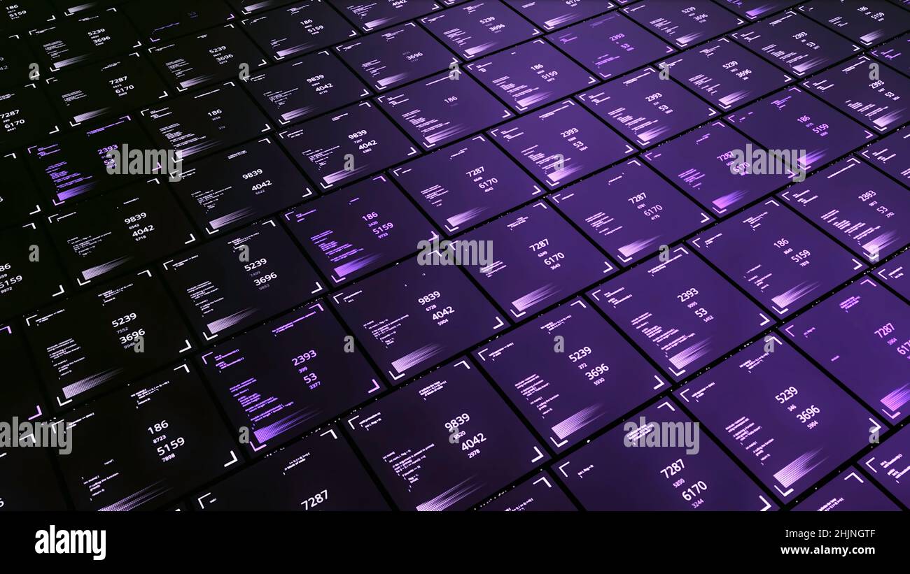 3D cells with numbers. Animation. Futuristic background with computer data in 3D cells. Changing ...