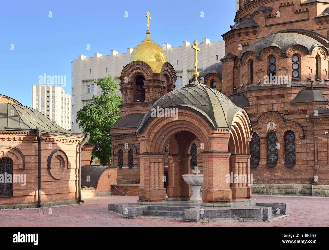 Alexander Nevsky Cathedral in Novosibirsk. Orthodox Church in the ...