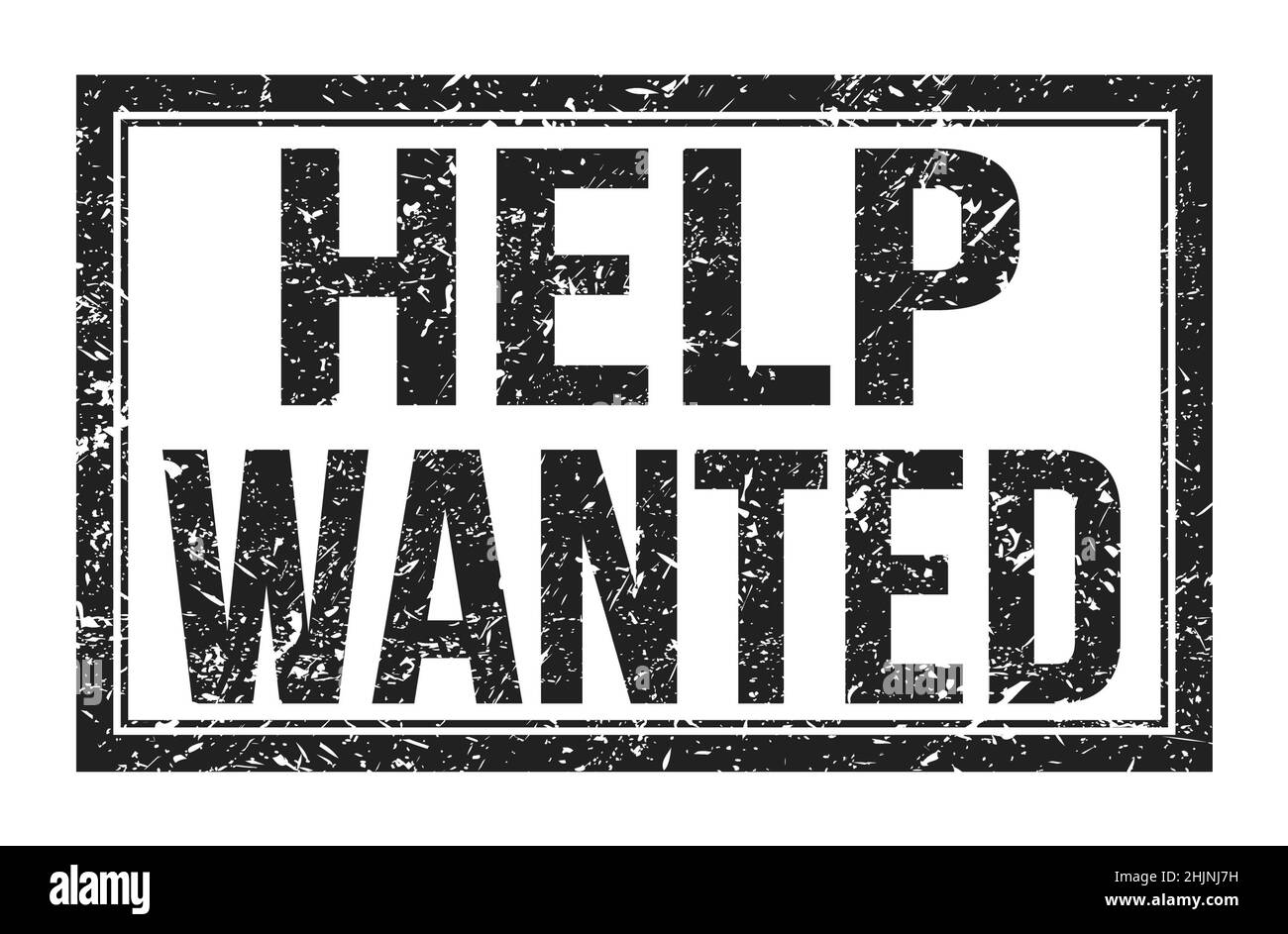 HELP WANTED, words written on black rectangle stamp sign Stock Photo ...