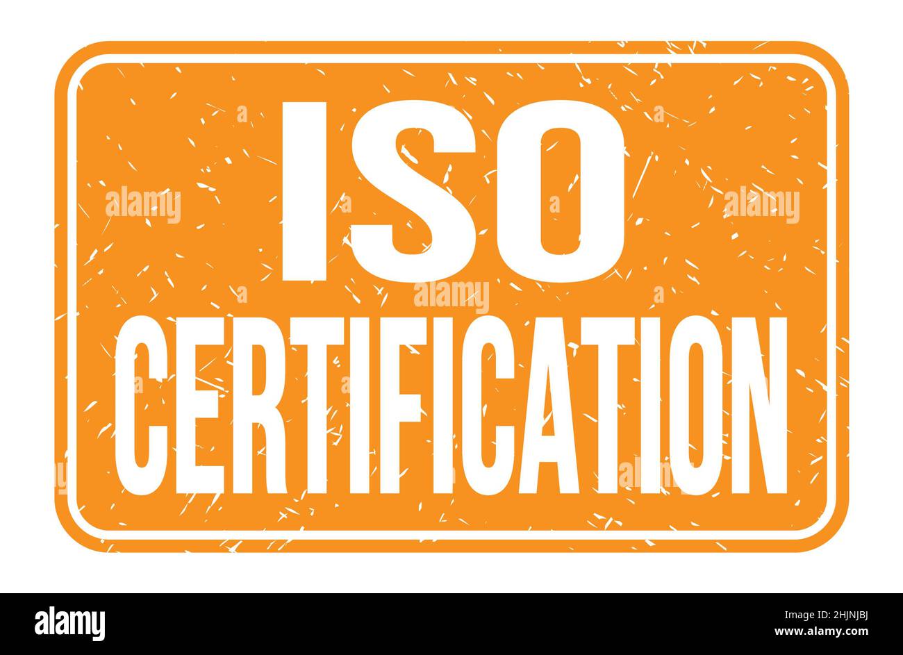 ISO CERTIFICATION, words written on orange rectangle stamp sign Stock ...