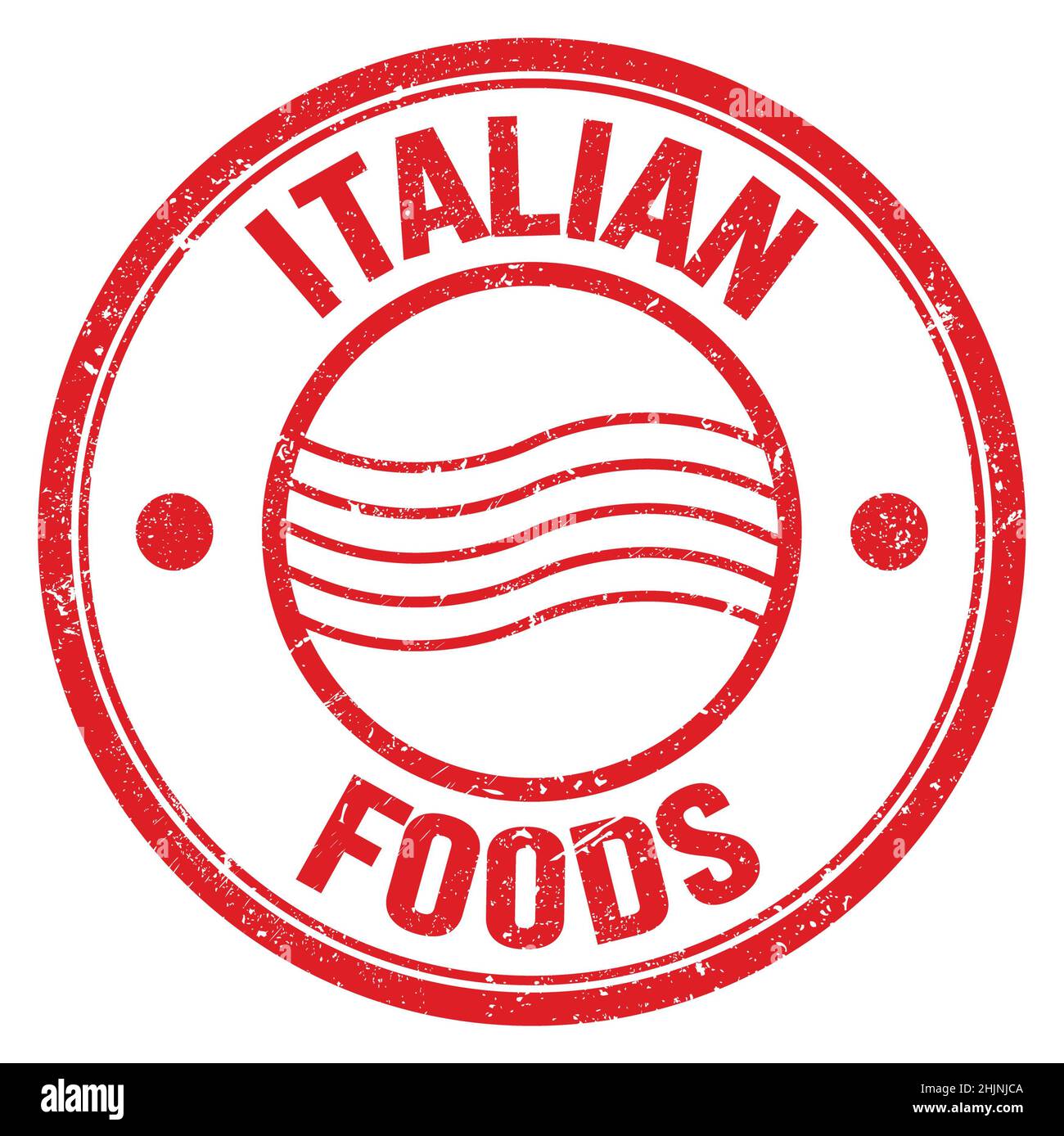 ITALIAN FOODS text written on red round postal stamp sign Stock Photo ...