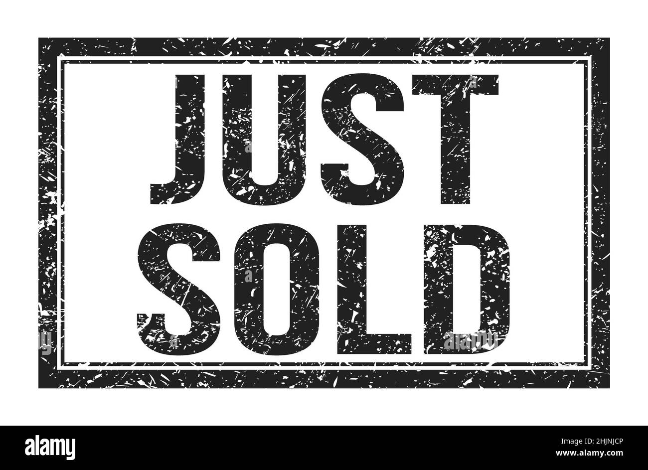 JUST SOLD, words written on black rectangle stamp sign Stock Photo - Alamy
