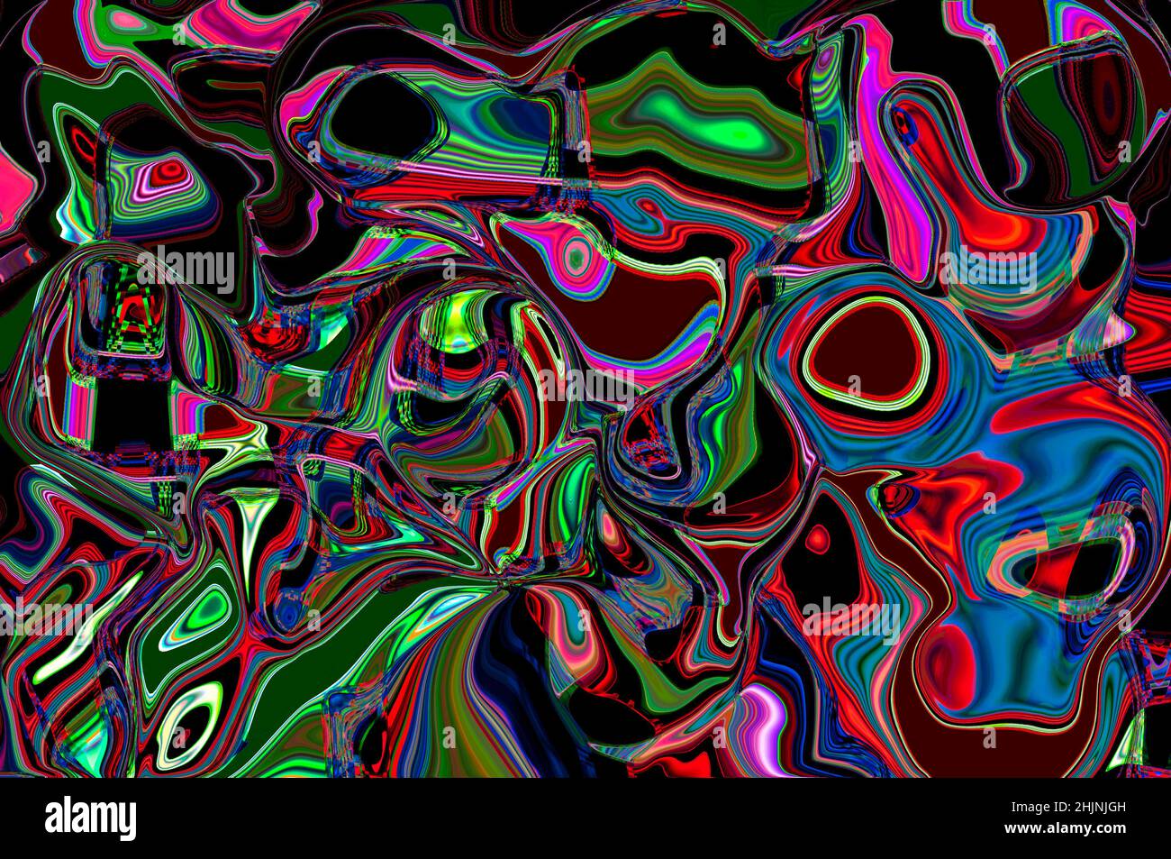 Abstract background, psychedelic pattern in neon colors of a digital ...