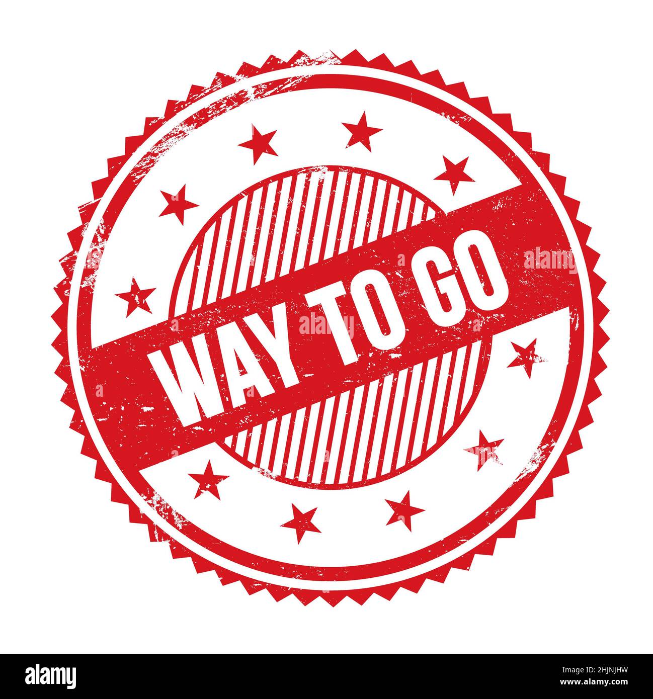 WAY TO GO text written on red grungy zig zag borders round stamp Stock ...