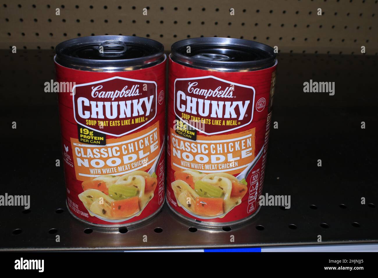 Campbells Chunky Classic Chicken Noodle shot closeup on a Dillons ...