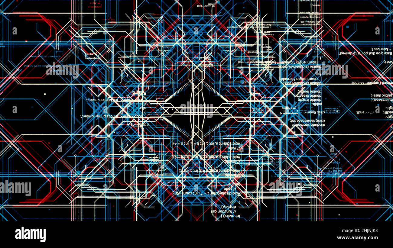 Cyber space concept with program code lines are written by artificial ...